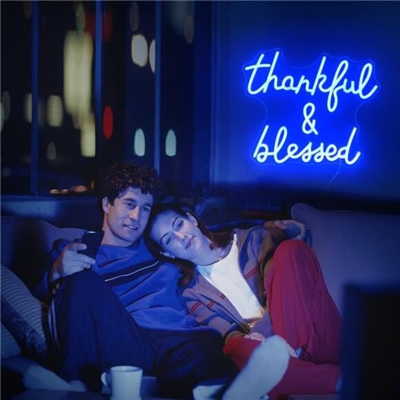 Wall Decor | Thankful And Blessed Neon Light Blue Blessed Neon Sign ...
